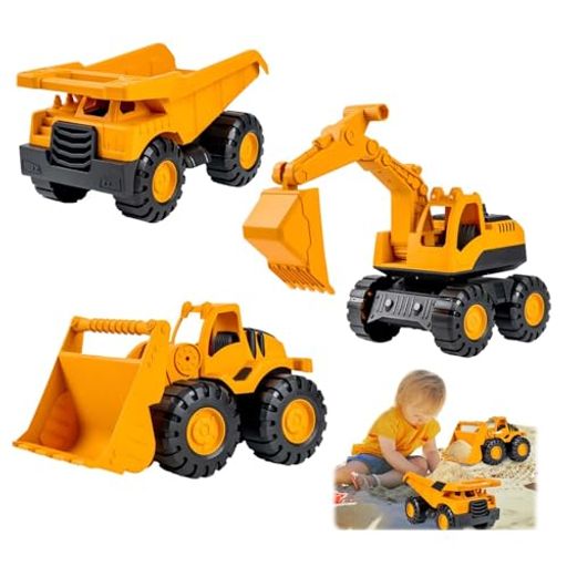 セット内容:3点セット。ショベルカー+ブルドーザー+ダンプトラック サイズ: ショベルカー (20.5*17*10cm)、ブルドーザー (18.5*10.5*10cm)、ダンプトラック (17.5*9.5*9.5cm) 厚手の環境に優しいプ...