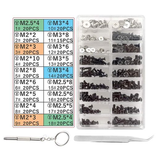 【内容】人気のサイズ:M2、M2.5、M3合計355本ねじ入。ドライバー、ピンセットを付ける。 【素材】優れたさび止め性と優れた耐酸化性を備え、長期間の使用を保証します。 【十字トラスネジ】均一な力、ロックが簡単、滑りにくい、より便利で使い...