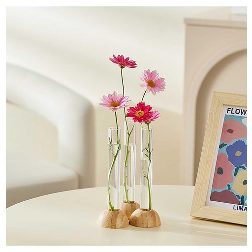 【セット内容】:フラワーベース試験管3個セット【サイズ】:直径5cmx高15.5cm 【高品質素材】:この花瓶は、透明度が高く光沢のある高品質のPS材で作られています。台座は竹材で作られており、よりエレガントです。表面は滑らかで、花や植物本...