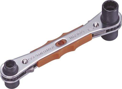 ラチェット機構(切替レバー付き)により素早い締め付けができます。 4サイズのボルト、ナットの締め付けができます。 ソケットがディープ形状なので凹部での締め付けができます。 ソケットが貫通になっているためボルトの余長が長い場合でも使用できます...
