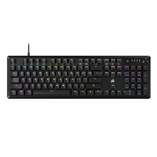 CORSAIR赤軸(リニア)を採用。 多機能ダイヤル付き アルミ製レイアウト カスタム可能なバックライト