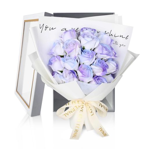 ブーケ 枯れないお花:生花にそっくり、石鹸素材から作られた観賞用のソープフラワーです。お手入れ不要で枯れることがありません。 花粉症心配なし:花粉がないのでアレルギーのある方でも花の美しさが楽しめます。玄関やお部屋などに飾って優しいフローラ...