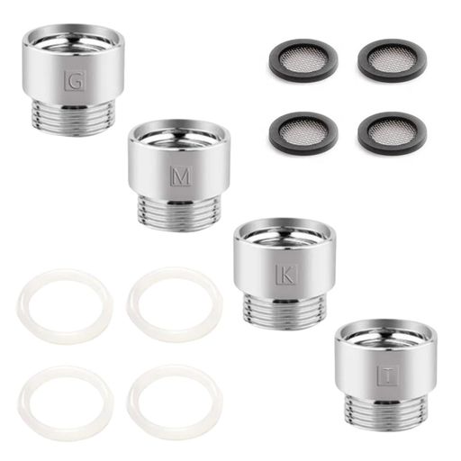 【内容】アダプタ本体x4種類の規格:G(M22x1.5)/K(M22x2.0)/M(W23山地14)/T(W1924)、ブラックワッシャ4個とホワイトOリング4個が付属しています。 【簡単なインストール】このシャワーヘッド回転インタフェース...