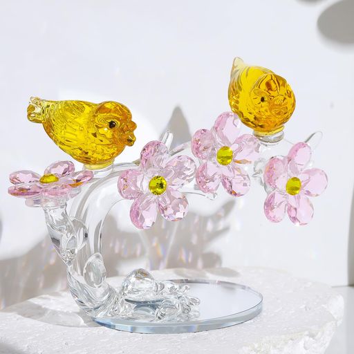 カップルへの結婚記念日の贈り物 - 当社のクリスタルの花と鳥の置物は、永遠の愛、親しい友情、愛情も表しています。ママとパパ、祖父母、親友、妻、娘と義理の息子、叔父と叔母、ガールフレンド、姉妹、恋人などに最適です 工芸とデザイン - 花と鳥の...