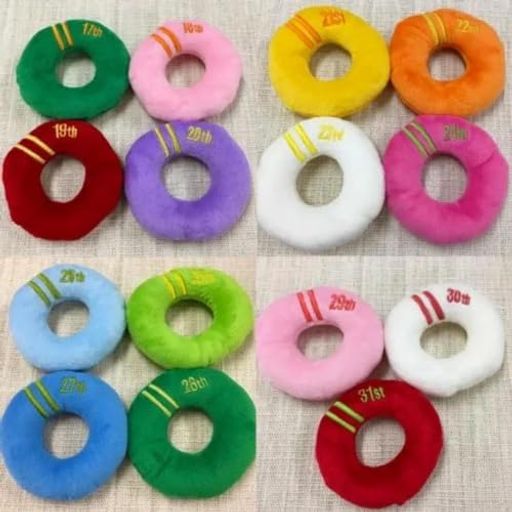 サイズ:直径8x厚み2cm 12ヶ月のぬいぐるみと日にちの浮き輪を組み合わせて、誕生日や記念日になる ぬいぐるみキーホルダー です。出産・結婚祝いに最適です。