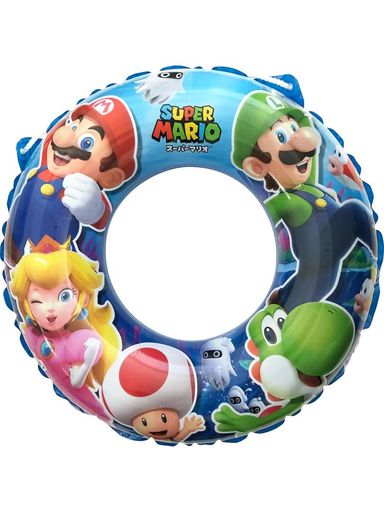 スーパーマリオの浮き輪です。 マリオと仲間たちのイラスト入り。