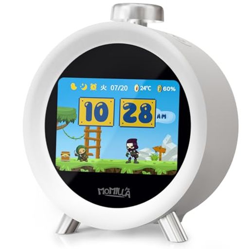 鮮やかな2.8インチカラーLCD(8テーマ選択可能) MOMILLA目覚まし時計大音量は、2.8インチの鮮明なLCD画面と8種類のカラフルな表示テーマを搭載。寝室、子供部屋、デスク周りを明るくモダンな雰囲気で彩ります。昼夜問わず視認性が高く...