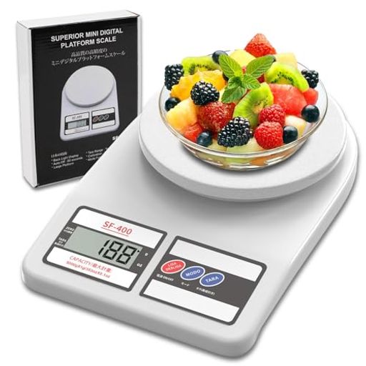 【高精度センサー電子秤】1g単位で高精度測定が可能、最大計量量は10kgです。少量のスパイスから大量の材料まで計量に便利で、コーヒー、ペットフード、薬品、スパイス、郵便物、料理、デザート作りに使用できます。家庭用サイズでプロ級の精度を提供し...
