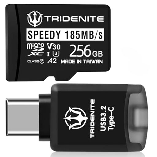 【SPEEDY256GBMicroSDカード+DDR200カードリーダーのセット】【超高速】最大読出速度185MB/s、最大書込速度135MB/s(CDMのテストによりTRIDENITESpeedyMicroSDシリーズ使用時の結果) 【ス...