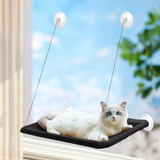 【快適で高品質な素材】私たちの猫用ハンモックは、快適で通気性の良い高密度オックスフォード生地と丈夫なスチール撚り線で作られており、猫の体を完全にサポートします。一年中使える猫窓ハンモックです。 【強力な吸盤】4つの強力な吸盤で窓にしっかり取...