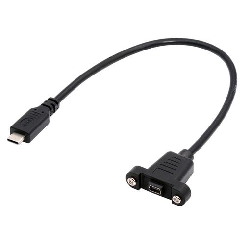 コネクタA:Mini USB2.0メスデュアルスクリューロックパネルマウント。コネクターB:USB Type-Cオス。 パネル取り付け:USB-Cをキャビネットデバイスに接続し続けるための優れたソリューションです。 Mini USBオスケー...