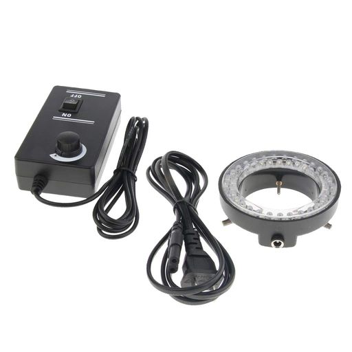 工業用顕微鏡リングLEDライトキット電源アダプタ付き。 60個LEDビーズ、シャドーフリーの強い照明用。 さまざまな照明ニーズに合わせて調整光の強度調節可能LEDリング照明ライト。 LEDリングランプの2.4 "(62mm)の内径および3....