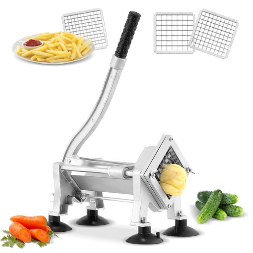 【3サイズの交換ブレード】8mm+10mm+12mm交換ブレード付きのSpolehli手動式ポテトカッターは多様なニーズに満足できます。1台で3台分として使用可能です。清掃ブラシ付き、手を保護し、清掃を容易にします! 【強力吸盤】100kg...