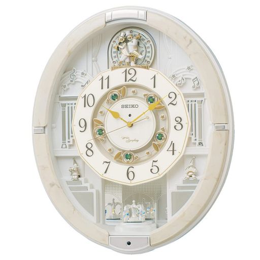 本体サイズ:46.5x38.4x10.1cm 本体重量:2.5kg 素材・材質:プラスチック枠(アイボリーマーブル模様光沢仕上げ)、前面:ガラス 原産国:タイ ムーブメント:電波修正機能(40kHz/60kHz自動選局・受信OFF機能つき)...