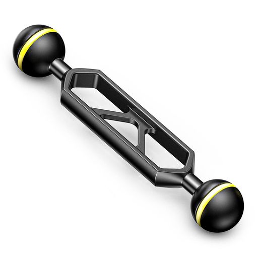 材質:アルミニウム合金、高強度、耐腐食性。 長さ:5インチ/12.7cm。 ボールサイズ:1インチ/2.54cm。 重量:2.5オンス/71g。 ストロボ/ビデオライトを照明システムと水中ハウジングに接続するために。