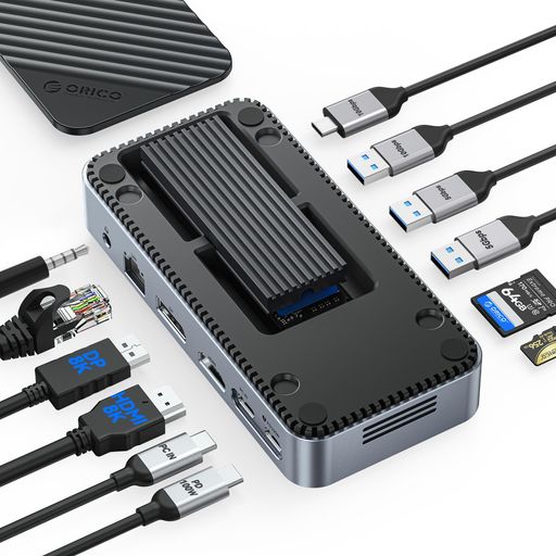 12-in-1 SSDエンクロージャードッキングステーション:このデバイスはドッキングステーションとしても、SSDエンクロージャーとしても使用でき、仕事や生活をより便利にする多機能設計です。このUSB C ハブを使用すると、1xDPポート、...