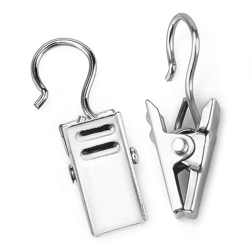 【本物サイズ】(クリップ部分)W9mmxH18mmフック直径:8mm素材:スチール 【耐荷重】1個0.2kg、カーテン1mにつき約8~10個 自分だけのオリジナルカーテン!簡単にお部屋をオシャレ空間に変貌させます! 【用途】紐に掛けて写真を...