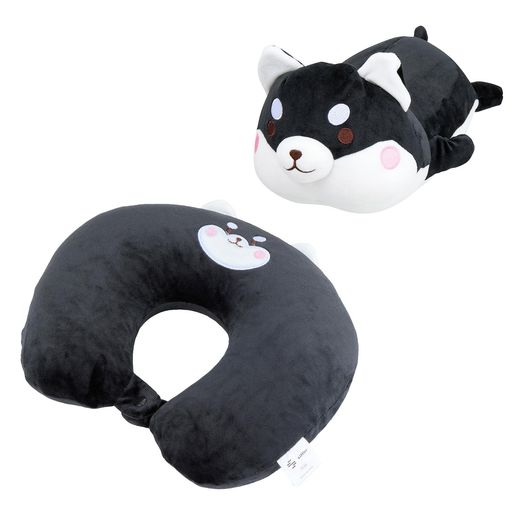 ネックピロー時:約W30xH26xD10cm クッション時:約W33xH14xD18cm 素材:(カバー)ポリエステル/(中身)発泡ポリスチレン