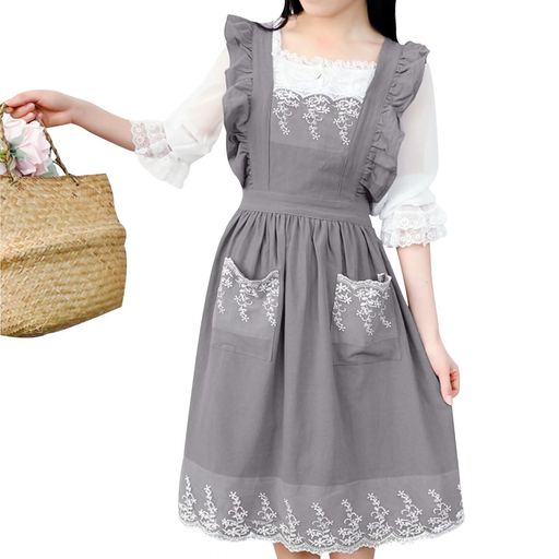 素材構成:柔らかなコットンを構成され、軽くて通気性が素晴らしいです。軽量な素材を使用して、軽量なので、肩凝りしにくく、丁寧な縫製で、快適に使用しています。 着丈:総長は約86cm、幅は76cm、日常的なサイズです。 デザイン:普通のエプロン...