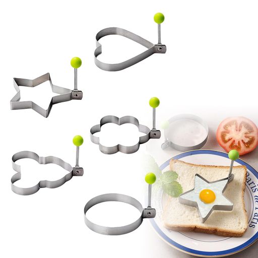 【商品詳細】目玉焼き型セット内容:5個セット直径:約7.5cm形状:丸型・ハート型・ミッキー型・星型・梅型材質:食品グレードステンレス鋼+シリコンハンドル 【高品質素材・耐久性&amp;防錆】目玉焼き型は食品グレードのステンレス鋼を採用し、...