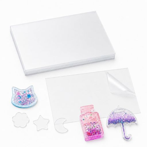 【商品サイズ】14.8cmx10.5cm、厚さ0.25mm、ステッカー40枚。 【使いやすい】使用方法は簡単です、好きな形を描いて、はさみで切ります。初心者でも手軽に可愛いシャカシャカチャームを作れます!ニーズや好みに合わせてトリミングする...