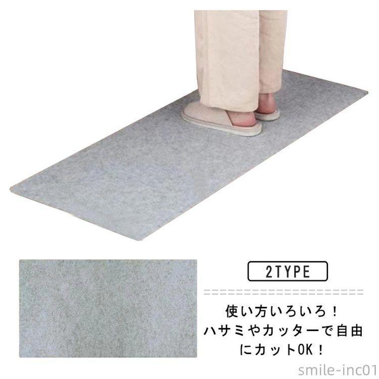 使い方いろいろ！ハサミやカッターで自由にカットOK！裏面は油や水を通しにくいすべり止め加工。時間がたっても調味料などがマットを浸透せず汚れをしっかりガード。汚れたら捨てられるので、お掃除の時短にも。キッチンマットとして足元に。ホットプレート...