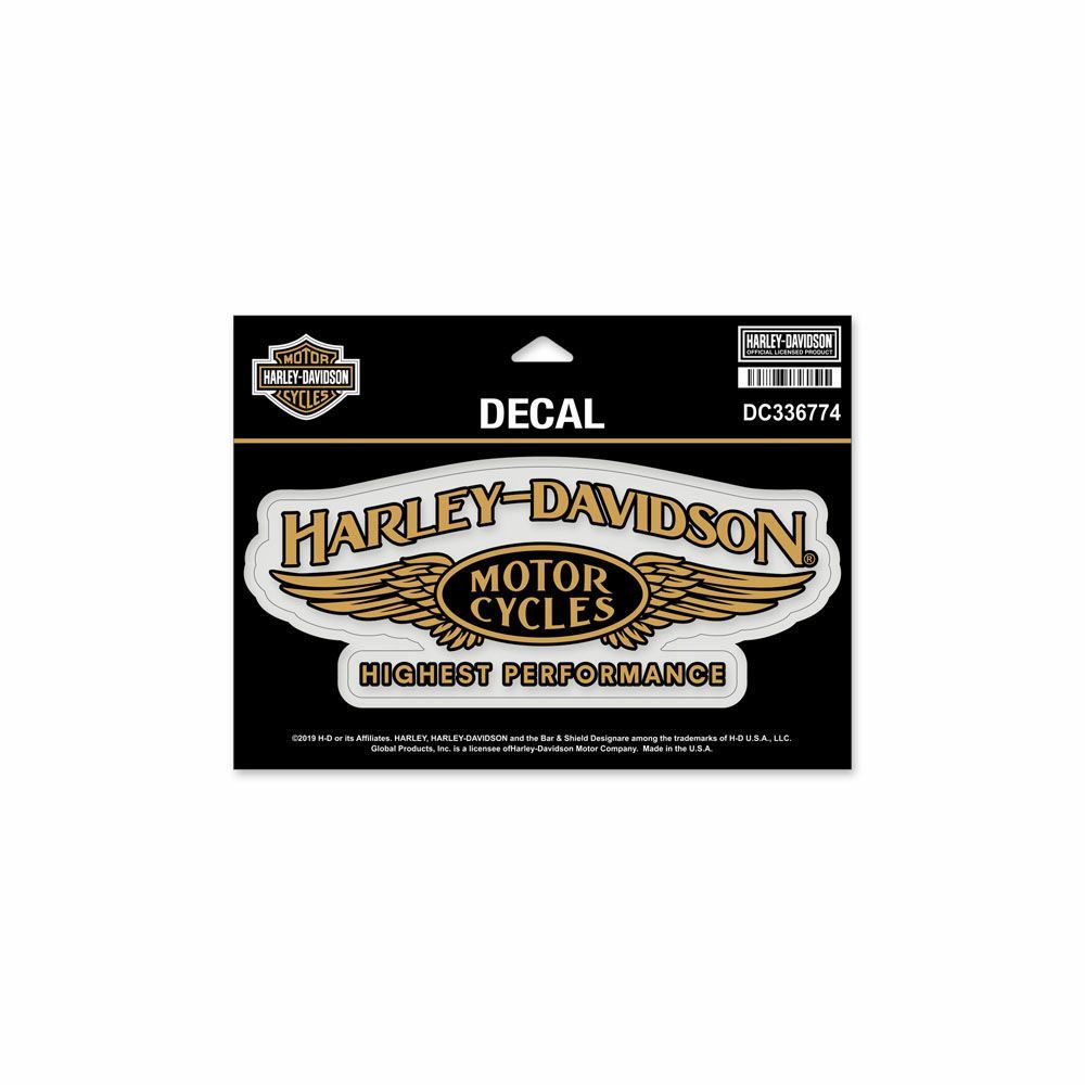 有名なハーレーダビッドソンスクリプトを使用した翼のあるオートバイのグラフィックのデカールです