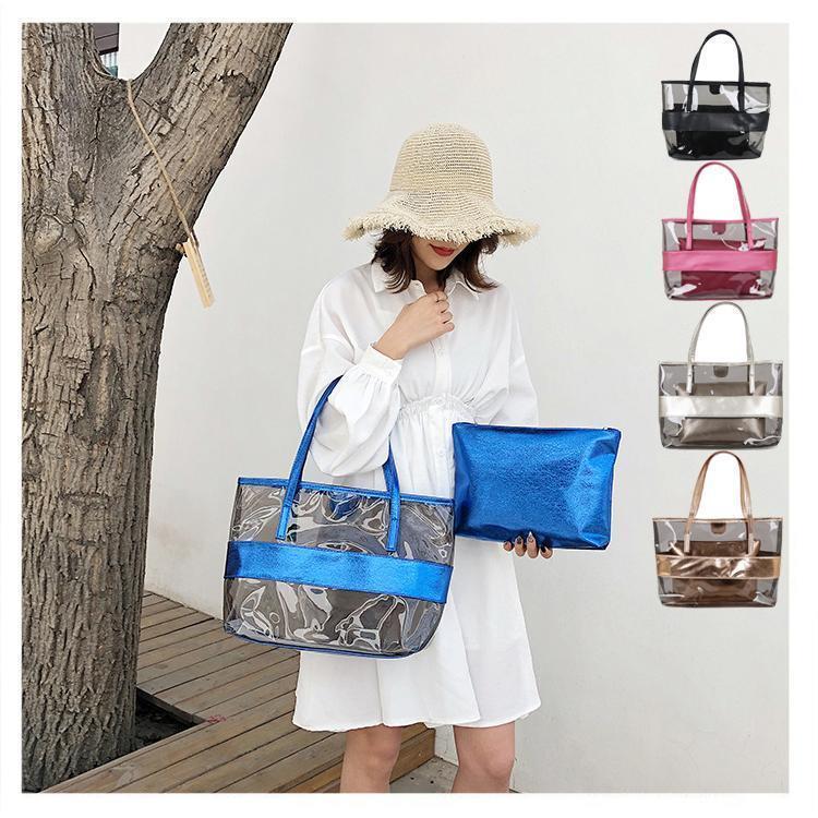 トートバッグ クリアバッグ レディース 大容量 ビニールバッグ 海 プール 透明バッグ プールバッグ ビーチバッグ ポーチ付き着痩せ 【素材】PVC、PU、その他【サイズ】サイズ：横幅：40cm、縦幅：28cm、底マチ：11cmサイズ：横幅...