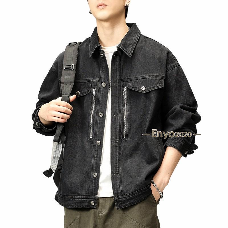 ジャケット Gジャン gジャン デニムジャケット メンズ 大きい デニム ユーズド加工 ウォッシュ加工 個性 アメカジ ストリート 秋 秋冬N2601【カラー】チャコール、ブラック【素材】60.8％コットン、27％ポリエステル、10.1％再...