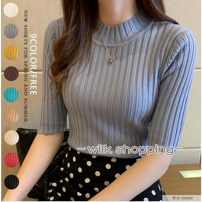 ニット 半タートルネックセーター ニットセーター ハイカラー プルオーバー ソリッド トップス 秋物 女性用 syouyou01【素 材】ポリエステル【サイズ】F着丈：57　肩幅34　【カラー】ホワイト、キャメル、イー、グリーン、ブラック、...