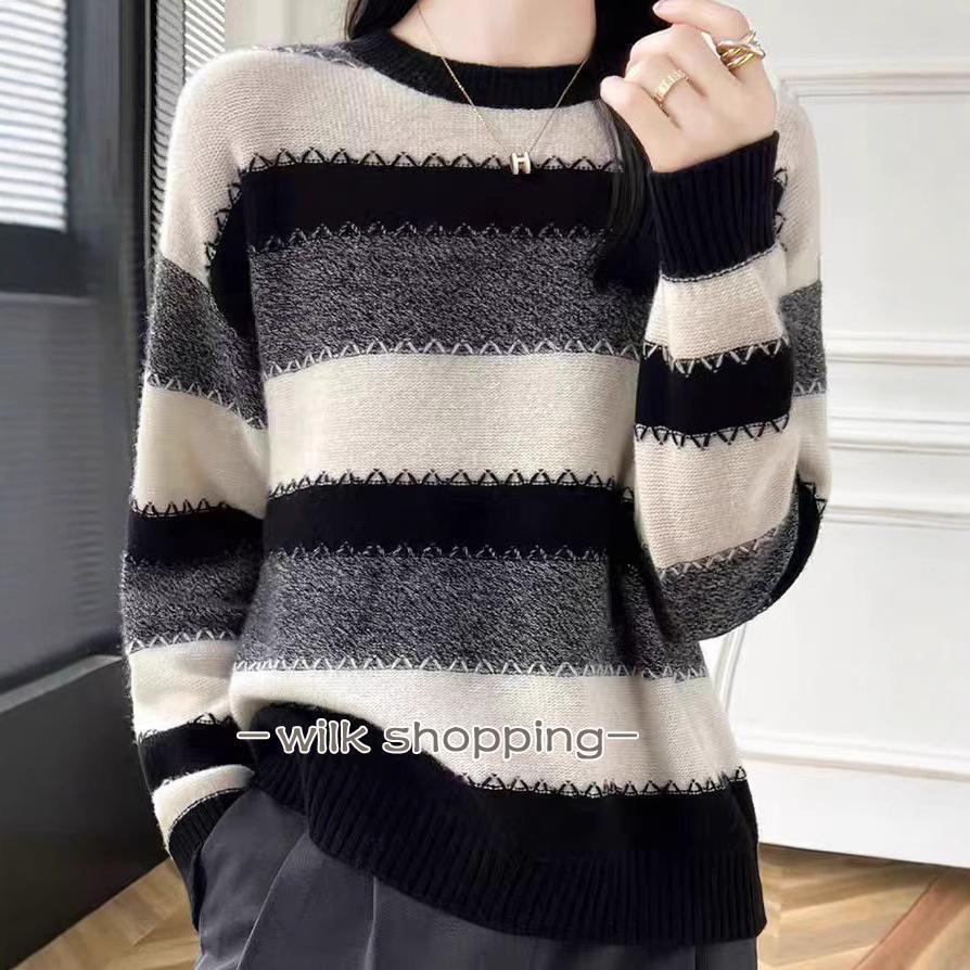 ◆素材：コットン　ポリエステル　アクリル■色：キャメル　ブラック■伸縮性：あり　 透け感：なし◆サイズ情報：約フリーサイズ:着丈56cm バスト98cm 袖丈49cm 肩幅51cmニットセーター ニットソー プルオーバー トップス きれいめ...