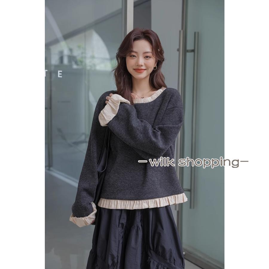 販売内容：セーター素材：アクリル　コットン　ポリエステルカラー：ブラックグレーサイズ詳細情報：約M:着丈66cm バスト104cm 袖丈52cm 肩幅53cmL:着丈67cm バスト108cm 袖丈53cm 肩幅55cmXL:着丈68cm ...