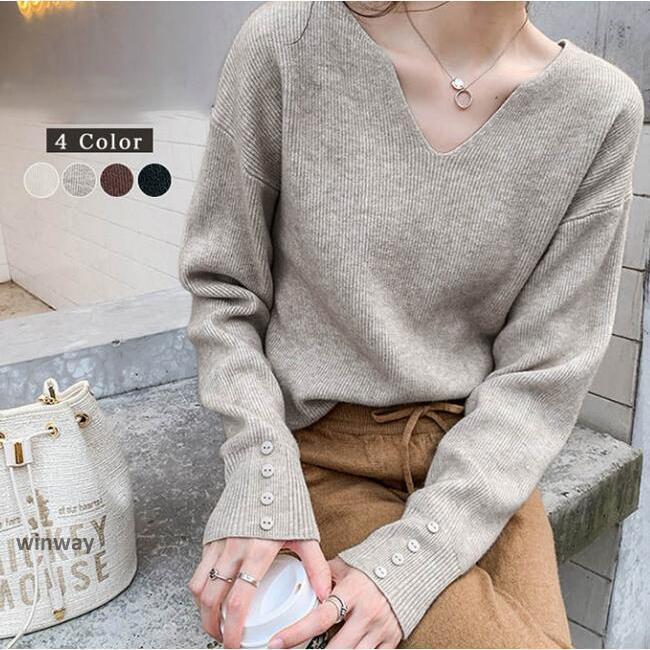 ニット ニットセーター ニットソー 秋 トップス Vネック レディース トップス ドルマンスリーブ 薄手 無地 1010【カラー】ブラック、ホワイト、コーヒー色、ライトキャメル【サイズ】Fバスト：112cm 【素　材】ポリエステル※縫製から...