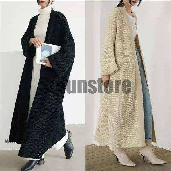 ★ニットコート ニットカーディガン ロング丈 レディース ロングニットカーディガン ロングコート リブニット 羽織り ライトアウター シンプル 体型カバー 秋 冬 ゆったり 体型カバー 大人 女性用 20代 30代 40代 ロングカーディガ...