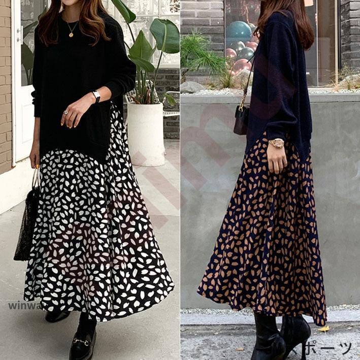 キーワード：ワンピース ゆるっとワンピース ワンピース レディース ロング丈 Aライン 丸首 長袖 無地 綿 重ね着 レイヤード カジュアル 体型カバー ゆったり シンプル 可愛い かわいい おしゃれ お洒落 オシャレ ファッション きれい...