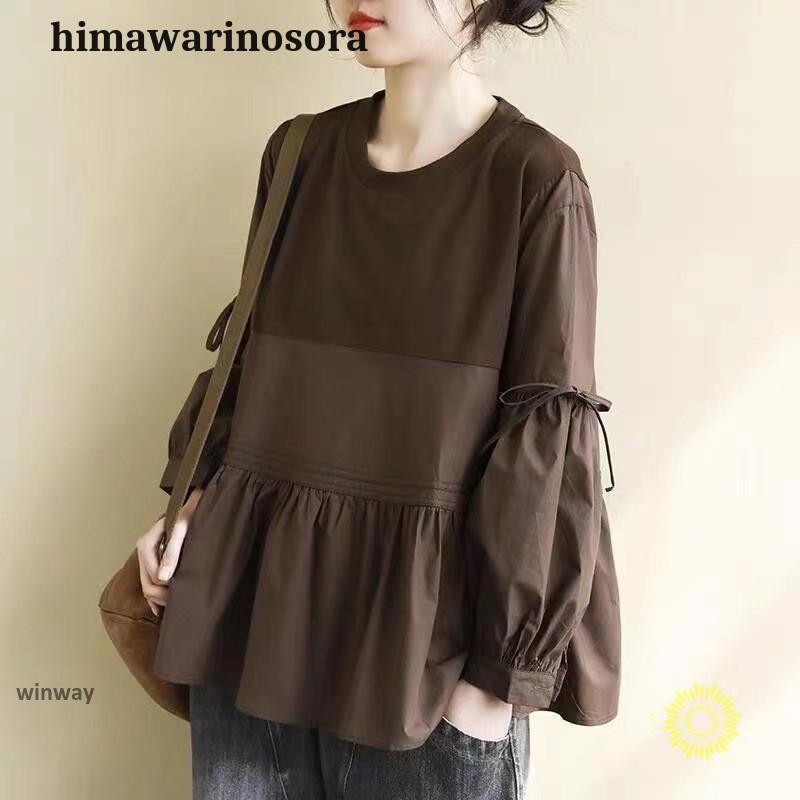 トップス シャツ ブラウス チュニック 切り替え ペプラム チュニック ゆったり 長袖 レディス レディース 秋冬 新作異素材切り替え長袖チュニック◆サイズ◆着丈66肩幅45バスト128◆素材◆コットン、ポリエステルファッション おしゃれ ...