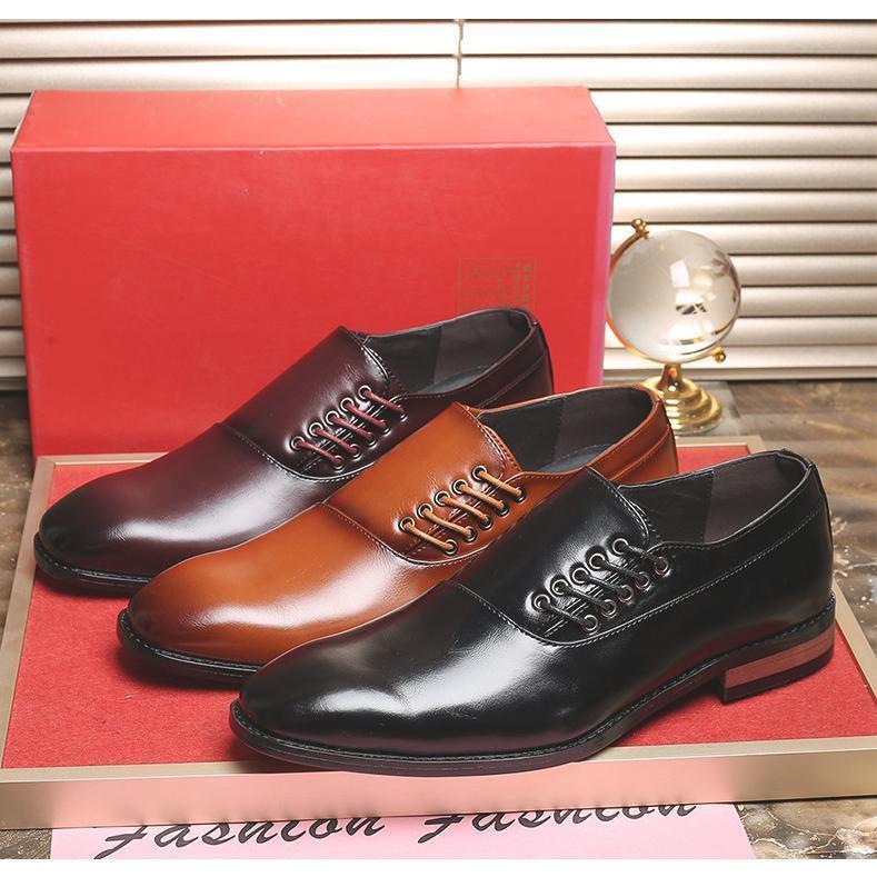 ビジネスシューズ メンズ 紳士靴 革靴 高級靴 ストレートチップ 履きやすい素材：合皮ソール素材: ゴムカラー： ワイン ブラウン　ブラックサイズ：24.0cm--28.5cm