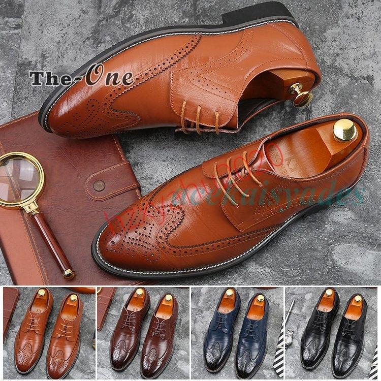 ビジネスシューズ メンズ 紳士靴 ウイングチップ 外羽根 革靴 歩きやすい 結婚式 成人式 フォーマルカラー：黒/ブラウン/イー/ブルー素材：アッパー：合皮　ソール：ゴム★中国製※お使いの画面と実際のお色に若干の差がある場合がございます。※...