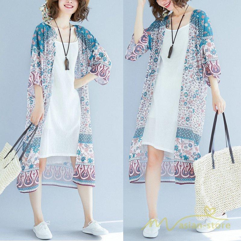 ロングカーディガン 薄手 カーディガン レディース 夏 UVカット ロングカーディガン 紫外線 冷房対策 夏カーディガン ロング 前開き 大きいサイズ アウター シフォン 40代 30代 カジュアル 20代 30代 40代 50代 春夏秋 ...