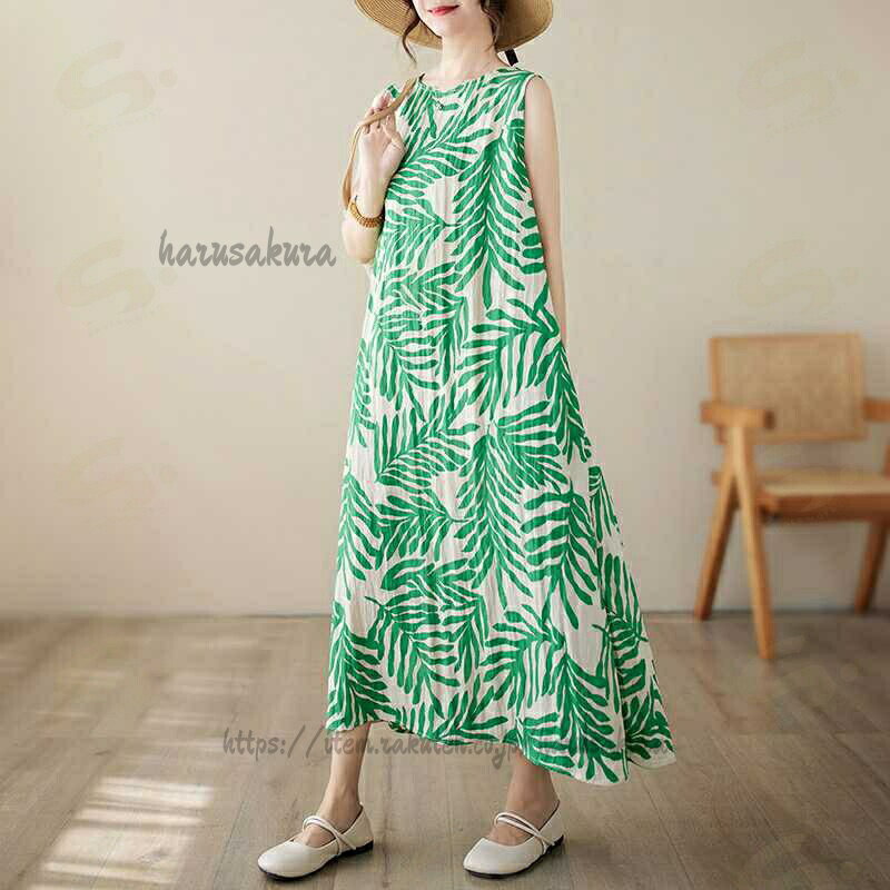 ワンピース ロングワンピ レディース 夏 春 マキシワンピース シフォン 夏服 ストライプ 重ね着風 マキシ丈 体型カバー ノースリーブ ゆったり 着痩せ 30代F 着丈:115cm バスト:122cm 肩幅38cm※サイズ表記は目安です。...