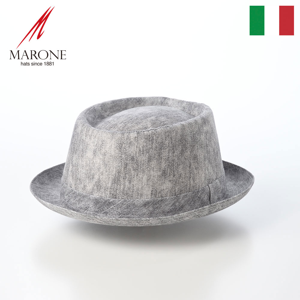 ■別のカラーはこちらブルー仕様 カラー：グレー ブランド：MARONE（マローネ）／イタリア 素材：リネン100％ つばの広さ：約3〜4cm 重さ：約90g イタリア製 着用シーズン：春〜夏 ※サイズ調整テープ（長さ30cm）が1個付属しま...