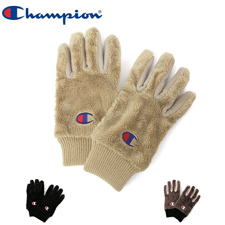 【Champion チャンピオン】 チャンピオン　ボア手袋 Championのレディースボアグローブです。 チャンピオンならではのロゴがポイントの寒さ対策完璧の防寒アイテム。親指先と人差し指先部分にはタッチパネル対応生地が施されています。と...