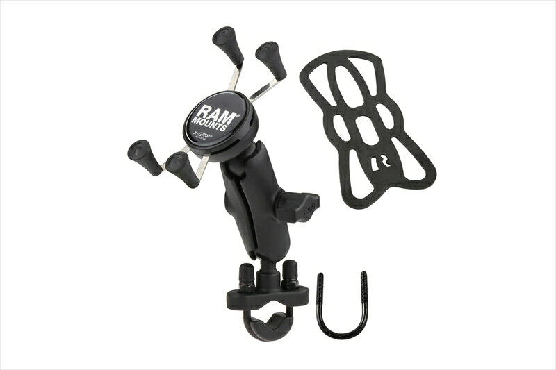 ■メーカー名：ラムマウント■メーカー品番：RAM-B-149Z-UN7URAM MOUNTS ラムマウント を代表するスプリング式スマホホルダー「X-Grip」とアルミ製の標準アーム、亜鉛メッキボルトのU字クランプベースを組み合わせたマウン...