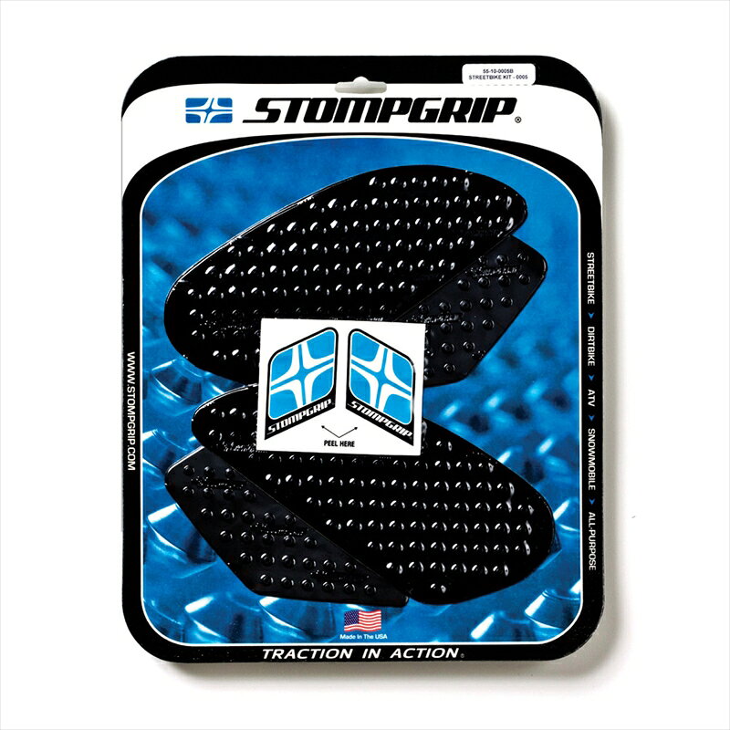 ■メーカー名：ストンプグリップ■メーカー品番：55-10-0005BSTOMP GRIPは世界各国のトップレーサー、トップスタントライダーに愛用されています。日本のサーキット、ストリートでも大好評。STOMP GRIPの愛用者は世界中で激増...