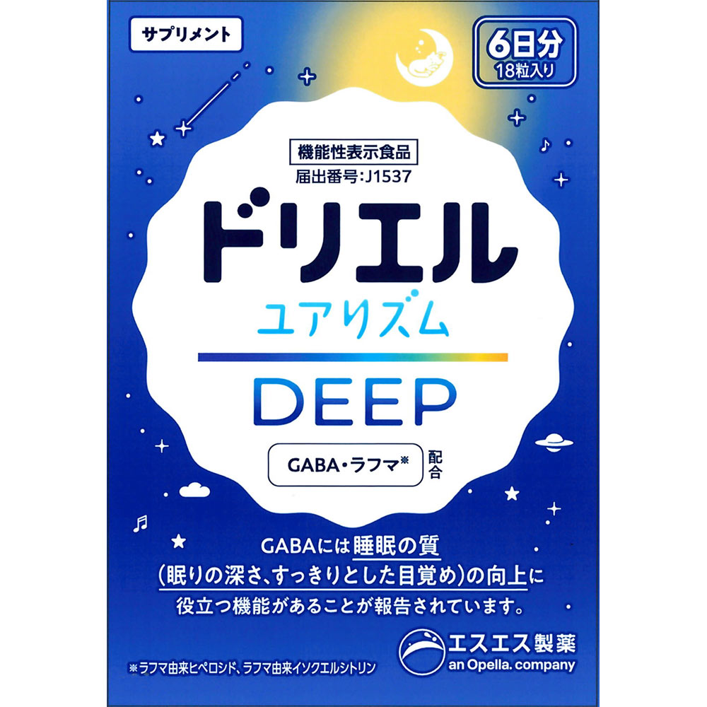 内容量18粒商品説明6日分GABA・ラフマ※配合GABAには睡眠の質（眠りの深さ、すっきりとした目覚め）の向上に役立つ機能があることが報告されています。※ラフマ由来ヒペロシド、ラフマ由来イソクエルシトリン発売販売元エスエス製薬株式会社お客様...
