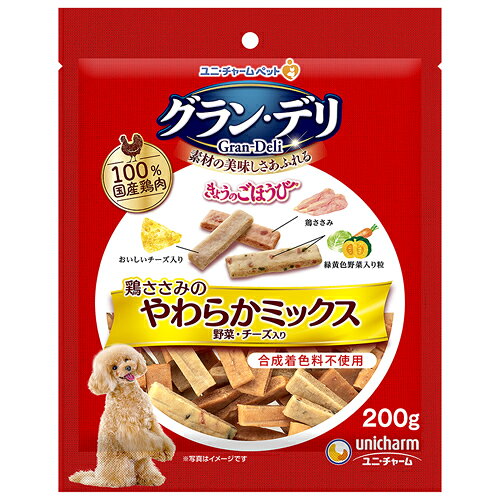 内容量200g商品説明・100％国産鶏肉を使用し、使用シーンに合わせた色々なタイプがある美味しいおやつ・おいしい鶏ささみと緑黄色野菜入り・キャベツとチーズをミックスした3つのおいしさ・カルシウム配合・しっとりやわらか、ちぎりやすく、食べやす...