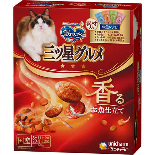 内容量200g商品説明猫ちゃんが喜ぶお魚のおいしさがひと箱に4種類詰まった贅沢なおいしさ（白身魚フレークとかつお節添え、乾燥しらすとかつお節添え、かつお味フレークとまぐろ節添え、かにかまフレークとまぐろ節添え）カリッとしたまぐろ入り粒も入っ...