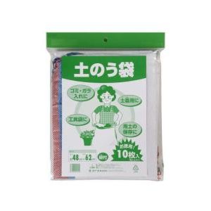 用途はいろいろ、便利な口ひも付! 土のう作り、用土の保存、ゴミ・ガラ入れ、工具袋など用途はいろいろ。 サイズ48×62cm。 原材料:ポリエチレン
