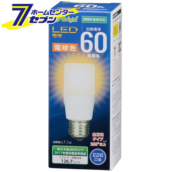 「オーム電機 LED電球 T形 E26 60形相当 電球色 [品番]06-3607 LDT7L-G AG20」は株式会社ホームセンターセブンが販売しております。メーカーオーム電機品名LED電球 T形 E26 60形相当 電球色 [品番]06...