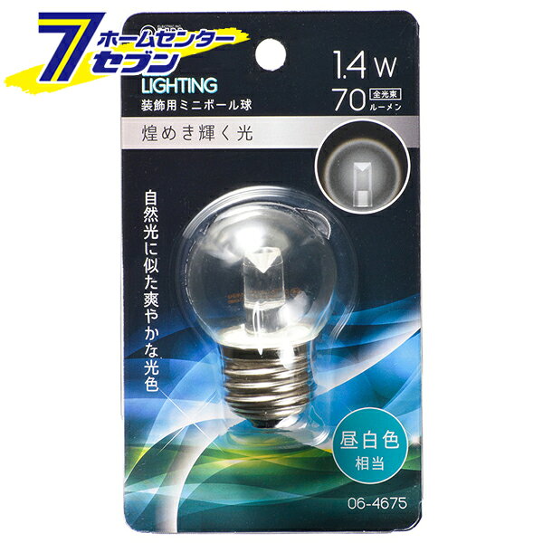 「オーム電機 LEDミニボール球装飾用 G40/E26/1.4W/70lm/クリア昼白色 [品番]06-4675 LDG1N-H 13C」は株式会社ホームセンターセブンが販売しております。メーカーオーム電機品名LEDミニボール球装飾用 G4...